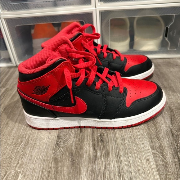 Jordan | Shoes | Jordan Red And Black Sneakers Iconic Hightop Design ...